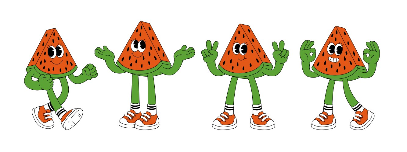 Fruit retro funky cartoon character comic mascot Vector Image