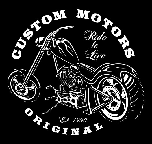 Chopper motorcycle emblem front view Royalty Free Vector