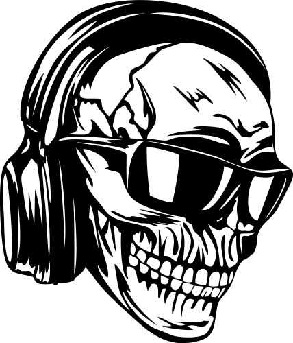 Skull with headphones Royalty Free Vector Image