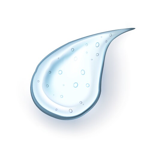 Clear liquid gel drop with bubbles on blue back Vector Image