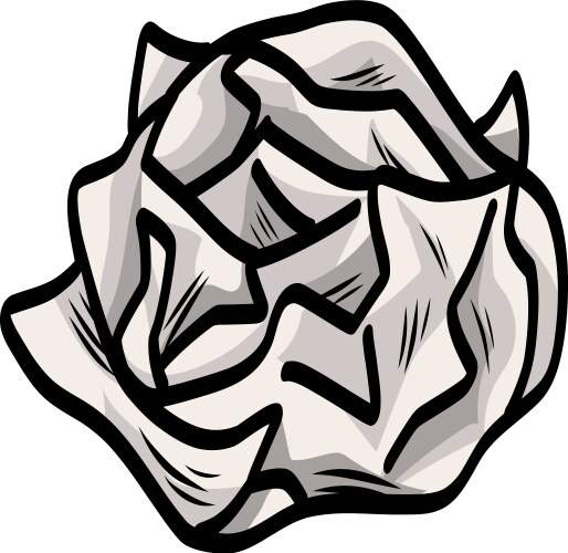 Crumpled paper ball waste drawing Royalty Free Vector Image