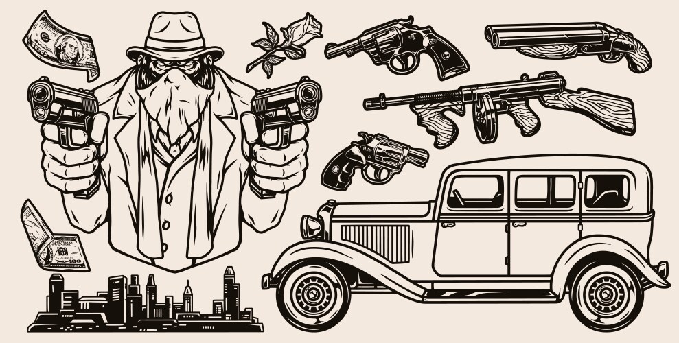 Mafia vintage monochrome concept Royalty Free Vector Image