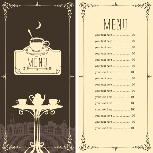 Menu for restaurant with price list and flatware Vector Image