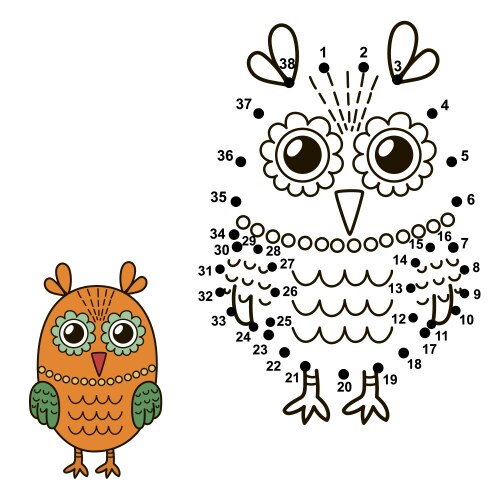 Black and white owls clipart set cute outline Vector Image