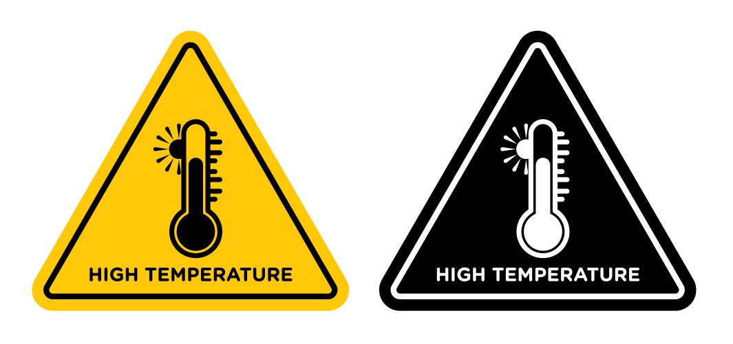 High temperature warning sign icon set caution Vector Image