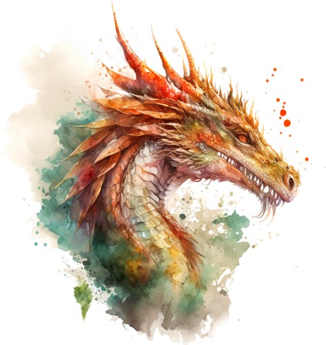 Watercolor Chinese Dragon Sketch – Royalty-Free Vector | VectorStock