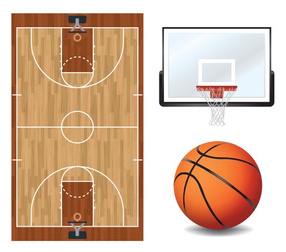 Basketball court with a ball Royalty Free Vector Image
