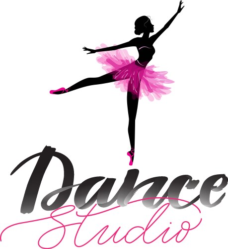 Dance studio logo with young ballerina Royalty Free Vector