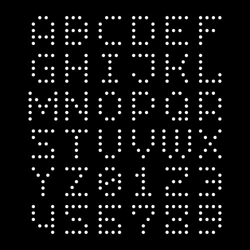 Dotted font letters with small dots Royalty Free Vector