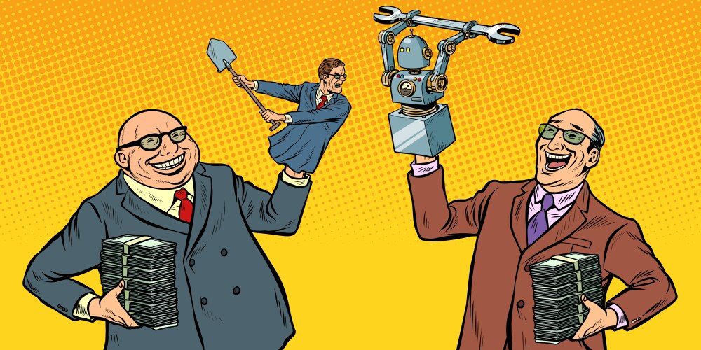 People against robots war for the workplace Vector Image