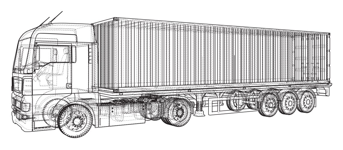 Sketch drawing of truck Royalty Free Vector Image