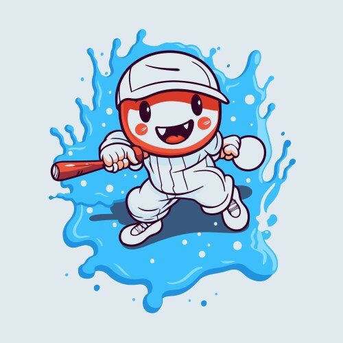Baseball player with bat and splashing water Vector Image