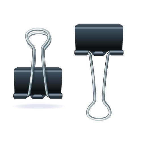 Realistic binder clip mockup office paper Vector Image