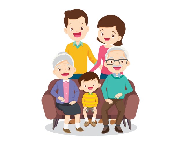 Big happy multi-generational family siblings Vector Image