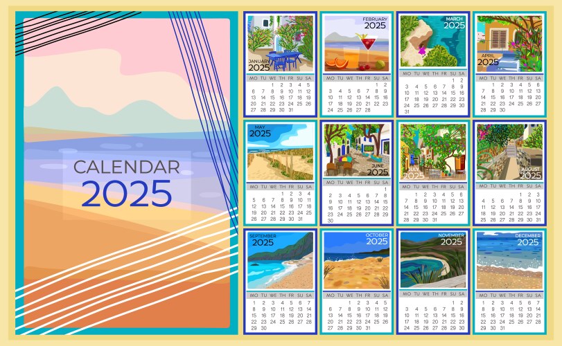Free 2025 calendar Vector Graphics & Illustrations | VectorStock