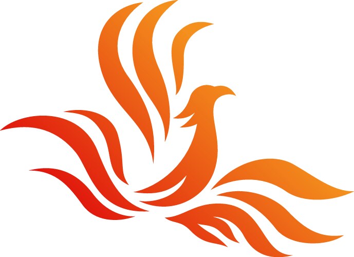 Phoenix bird rising wings with fire flames Vector Image
