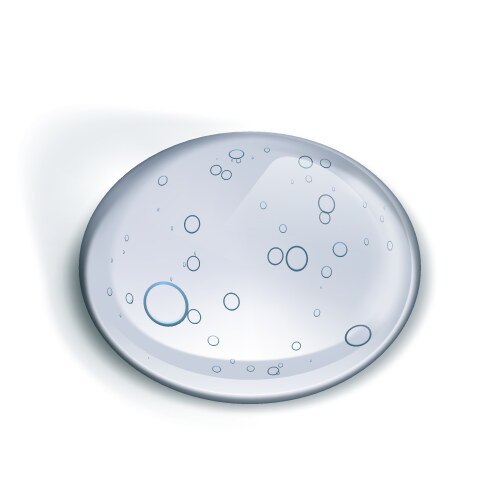 Clear liquid gel drop with bubbles on blue back Vector Image