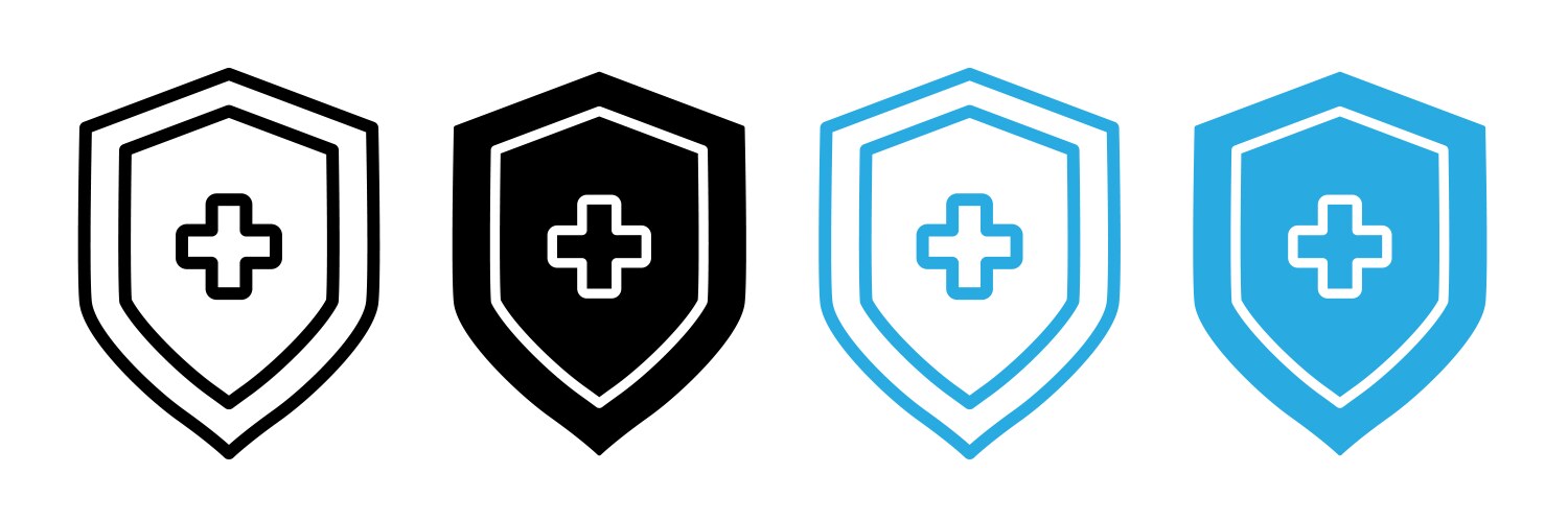 Immune guard icon set health shield system Vector Image