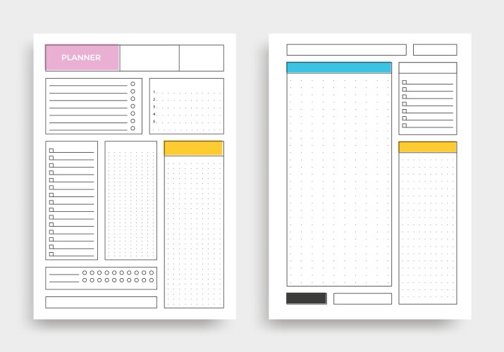 Notebook pages template daily and notes Royalty Free Vector