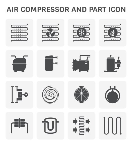 Two color air compressor icon from construction Vector Image