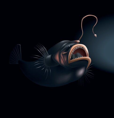 Nice deep sea fish cartoon Royalty Free Vector Image