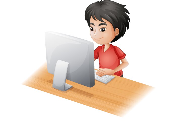 Kid using technology Royalty Free Vector Image