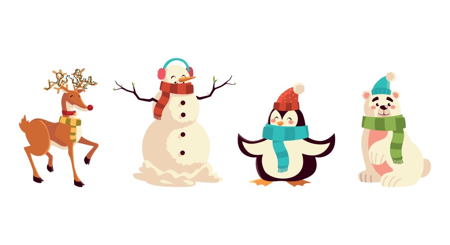 Polar bear and two penguins Royalty Free Vector Image