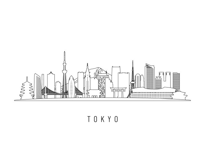 Outline tokyo japan city skyline with modern Vector Image