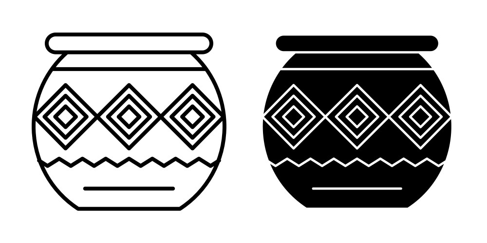 Indian pot icon set kitchen clay pot symbol mud Vector Image
