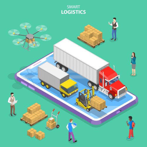 Flat isometric concept of global logistics Vector Image