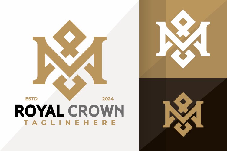 M letter crown heart logo icon design creative Vector Image