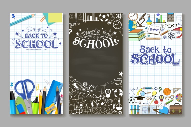 School web banner template set Royalty Free Vector Image
