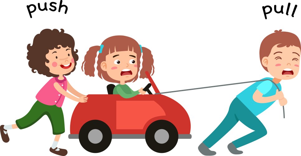 Opposite push and pull Royalty Free Vector Image