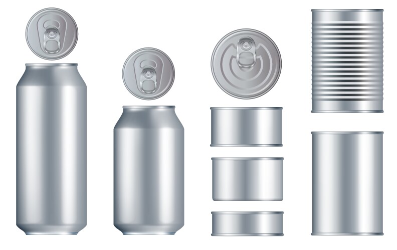 Aluminium tin can set Royalty Free Vector Image
