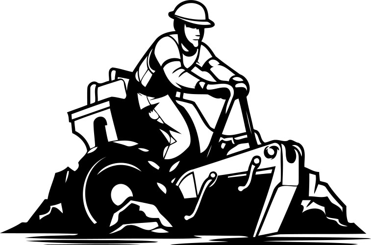 Excavator operator construction worker in cartoon Vector Image