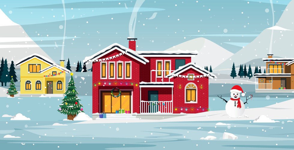 Santa house and ice castle Royalty Free Vector Image