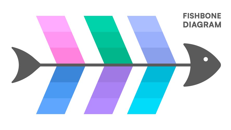 Fishbone diagram infographic with six-step Vector Image