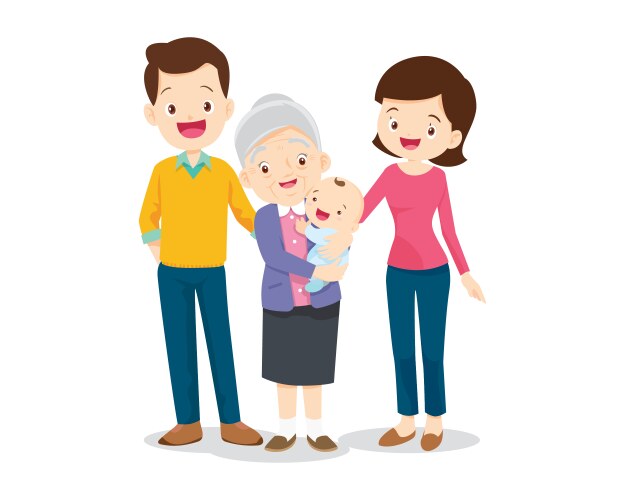 Big happy multi-generational family siblings Vector Image
