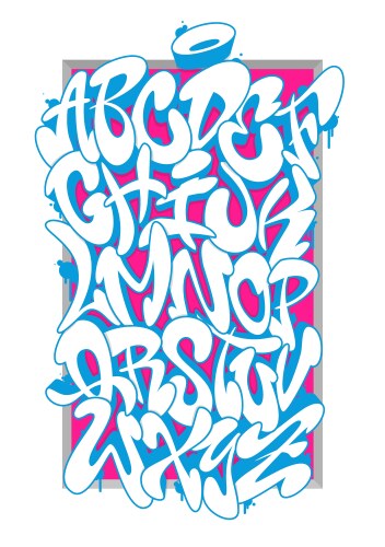 Handwritten Graffiti Font Alphabet Volumetric Vector Image