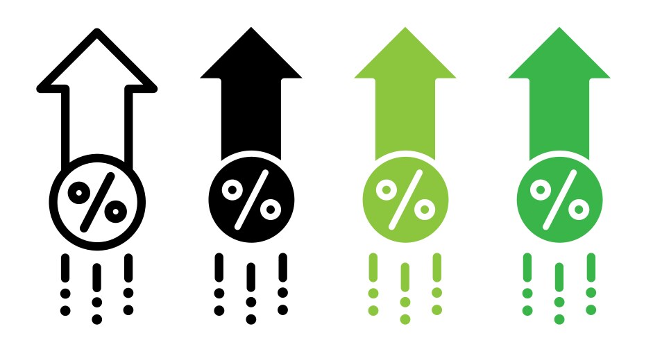Interest growth icon set increase percentage Vector Image