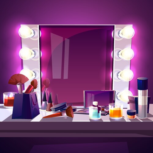 Makeup mirror with lamps Royalty Free Vector Image