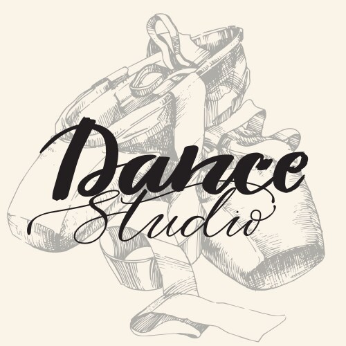 Dance studio logo with young ballerina Royalty Free Vector