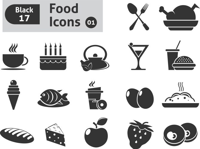 Food icon set on white background Royalty Free Vector Image