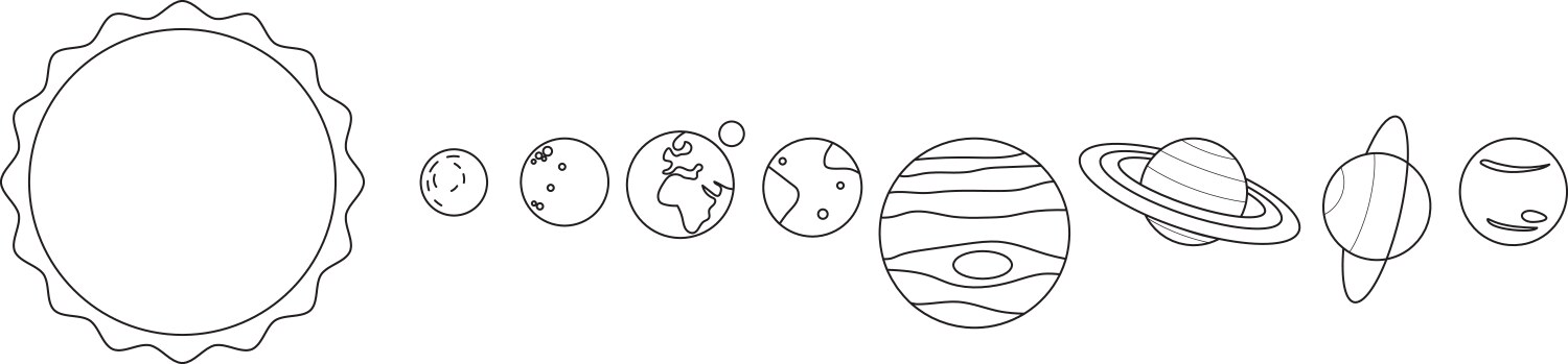 Solar system with cute cartoon planets Royalty Free Vector