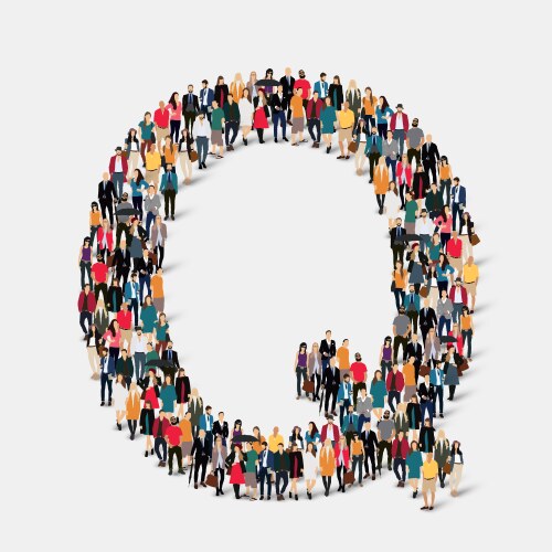 Large group of people in letter c form Royalty Free Vector