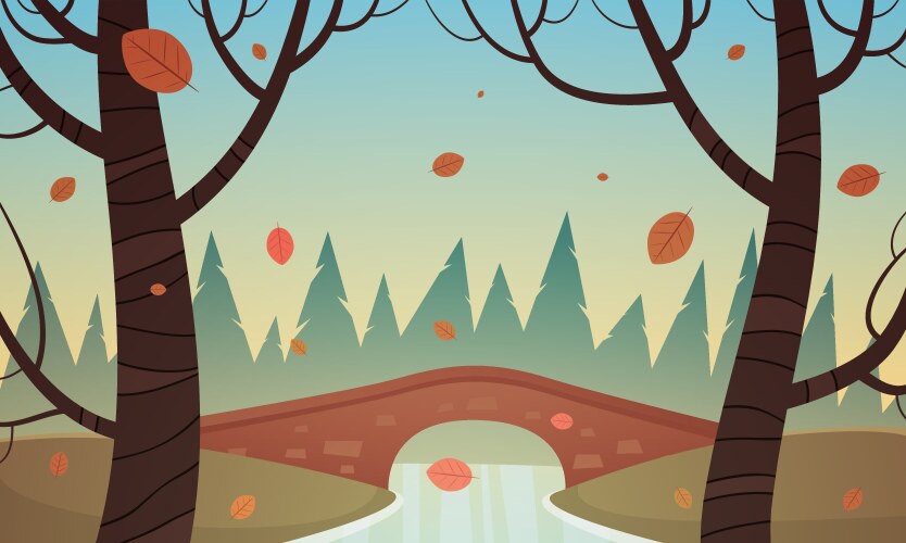 Bridge made of tree logs small timber footbridge Vector Image