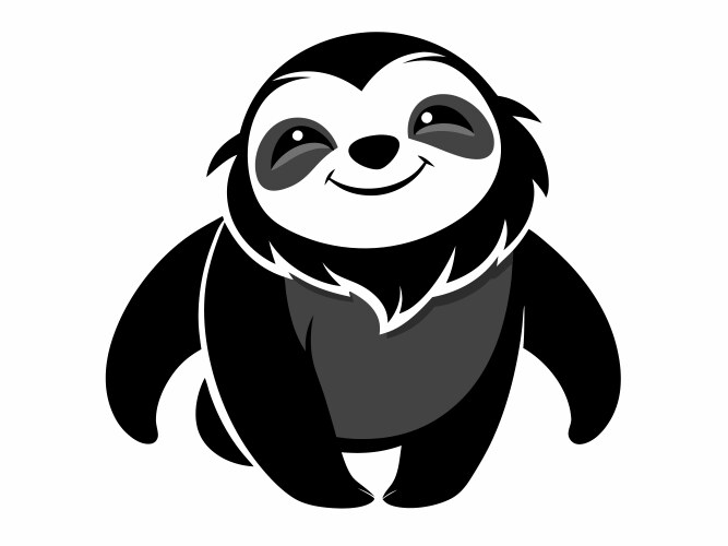 Happy sloth silhouette black and grey Royalty Free Vector