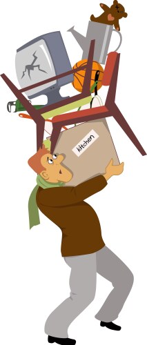 Cartoon porter carrying cartons colorful poster Vector Image