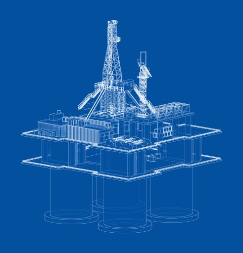 Oil rigs abstract 3d floating rig platforms Vector Image