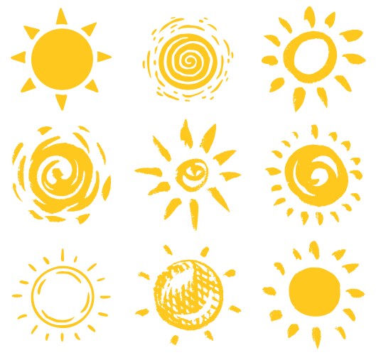 Set of sun Royalty Free Vector Image - VectorStock